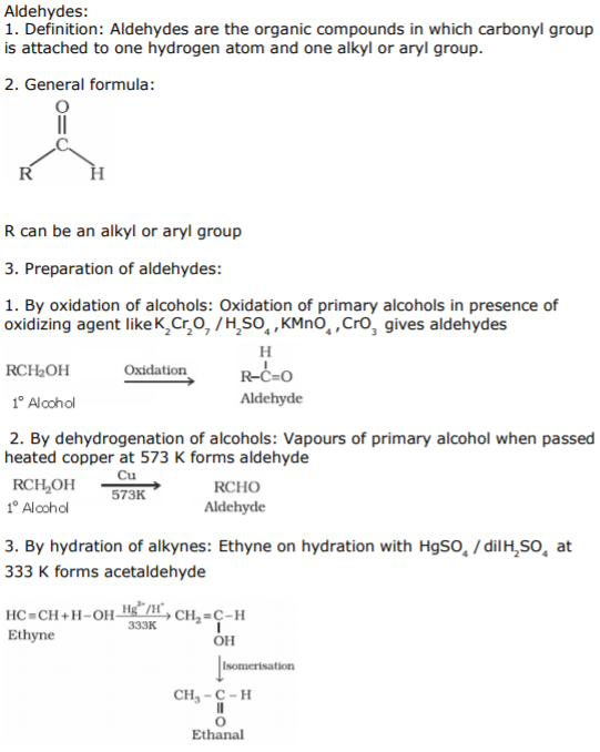 CBSE Class 12 Chemistry Aldehydes Ketones Chapter Notes Concepts for ...