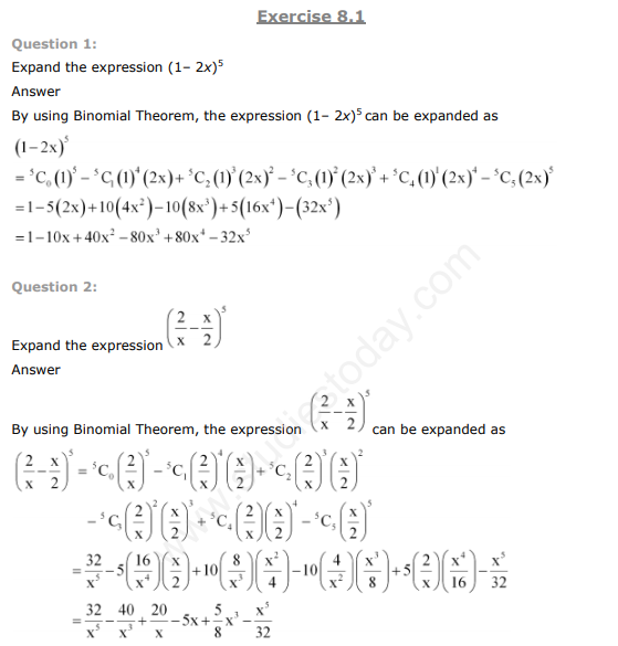 NCERT Solutions Class 11 Maths Binomial Theorem