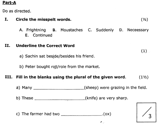 CBSE Class 4 English Question Paper Set K