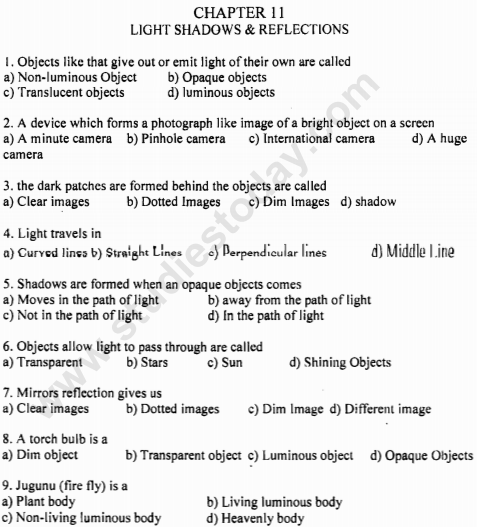 Mcq Questions For Class 6 Science With Answers Download Pdf Mobile 