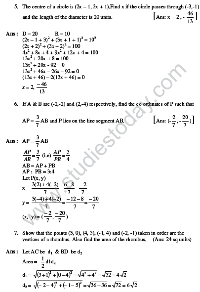 NCERT Class 10 Coordinate Geometry HOTs