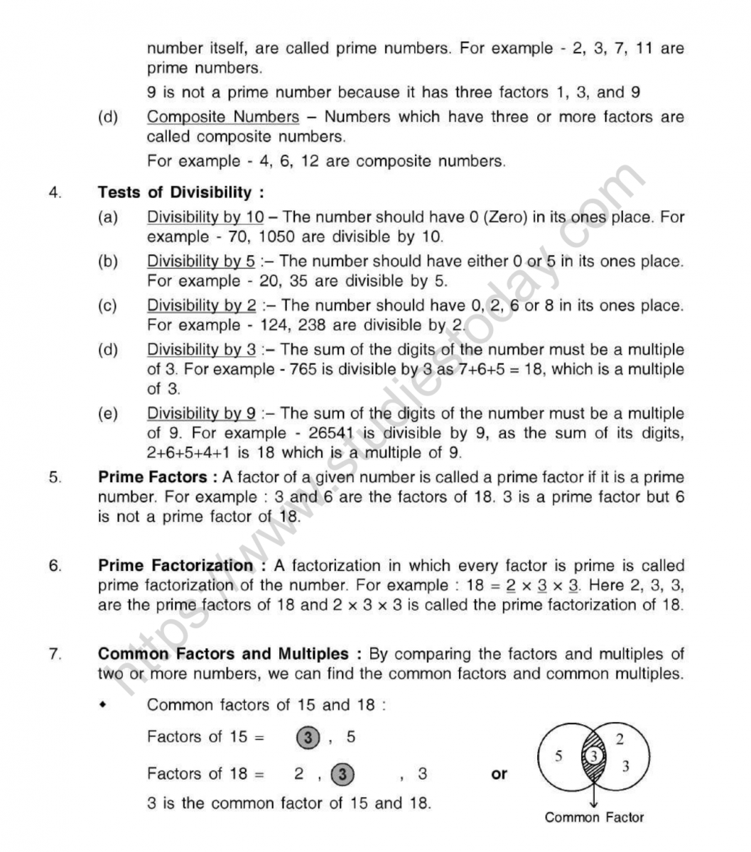 CBSE Class 5 Mental Maths Factors And Multiples Worksheet