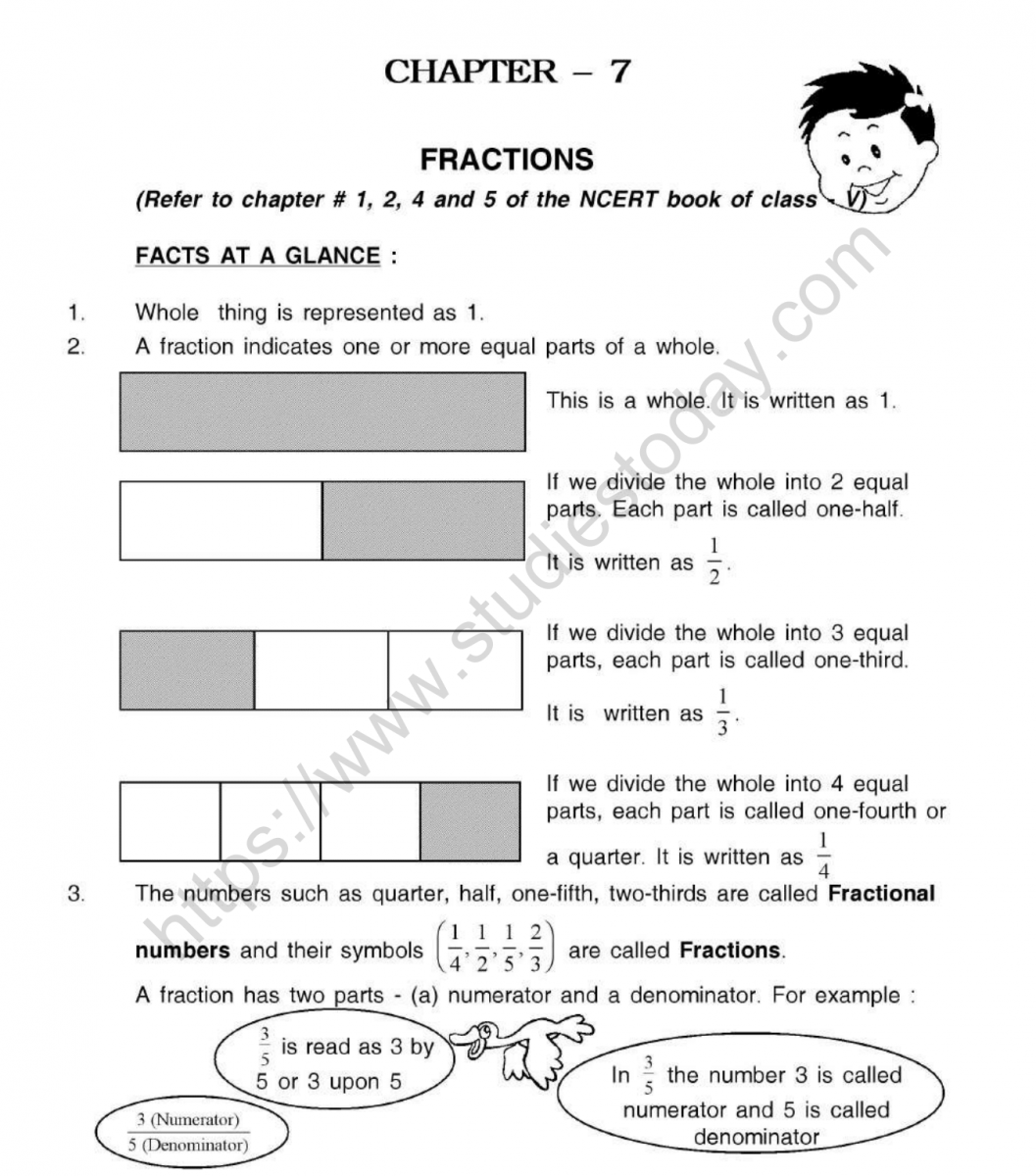 CBSE Class 5 Mental Maths Fractions Worksheet