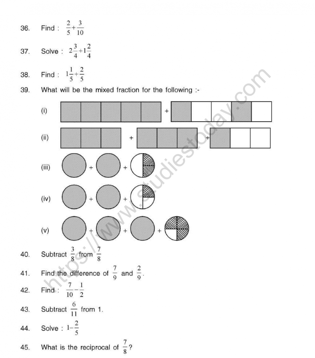 Fractions Work Sheets