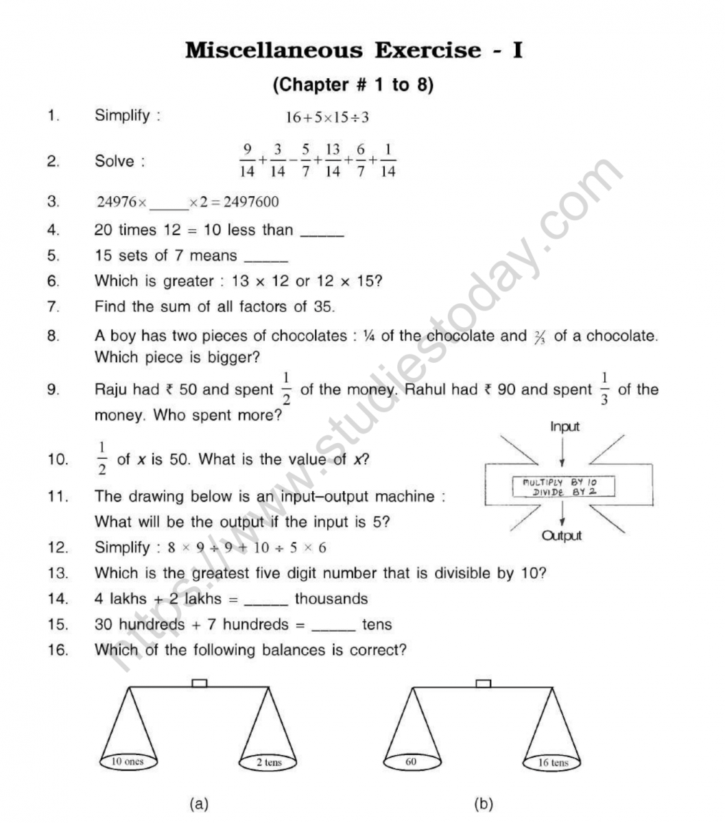 CBSE Class 5 Mental Maths Revision Worksheet Set A CBSE Class 5 Mental Maths Revision Worksheet Set A