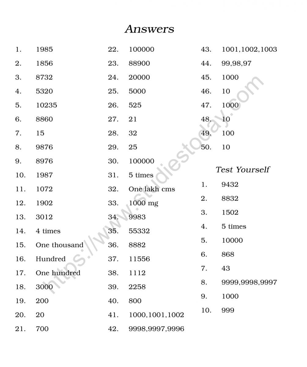 CBSE Class 6 Mental Maths Knowing Our Numbers Worksheet CBSE Class 6 Mental Maths Knowing Our Numbers Worksheet