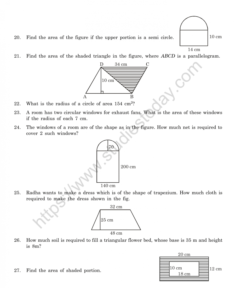 CBSE Class 8 Mental Maths Mensuration Worksheet CBSE Class 8 Mental Maths Mensuration Worksheet