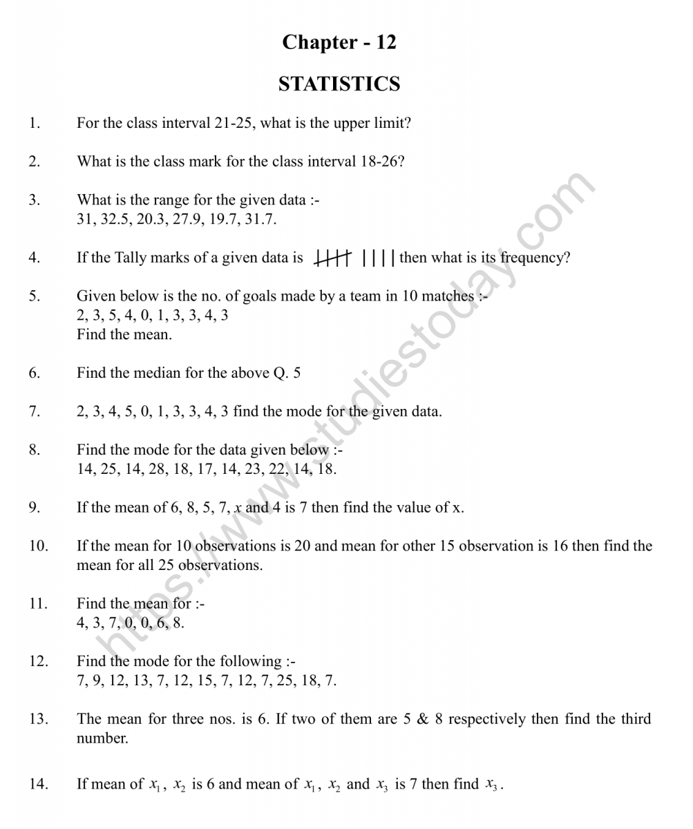 Statistics Class 9 Printable Worksheets Statistics Class 9 Printable Worksheets