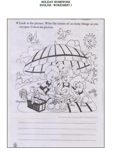 Class 1 English Printable Worksheet Set 4 Free PDF