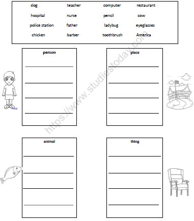 CBSE Class 1 English Naming Words Worksheet Set B Practice Worksheet ...