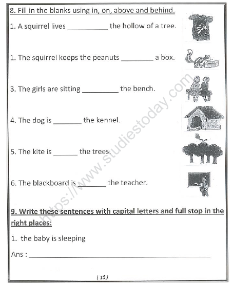 CBSE Class 1 English Revision Worksheet Set 3