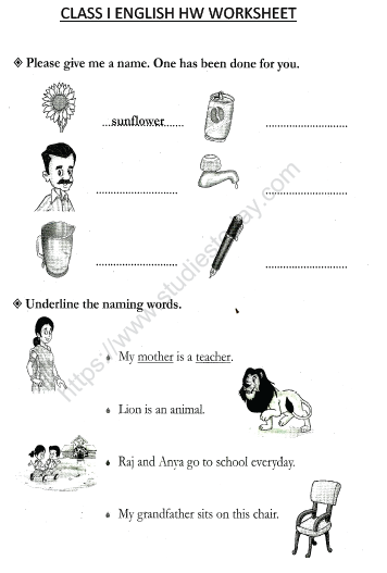 CBSE Class 1 English Revision Worksheet Set 3
