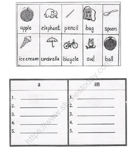 Class 1 English Printable Worksheet Set 1 Free PDF