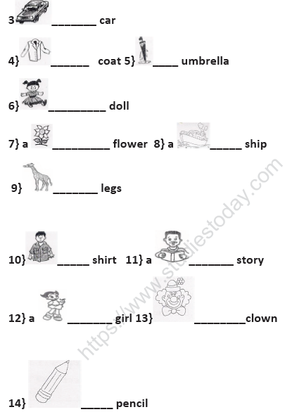 CBSE Class 1 English Revision Worksheet Set 1