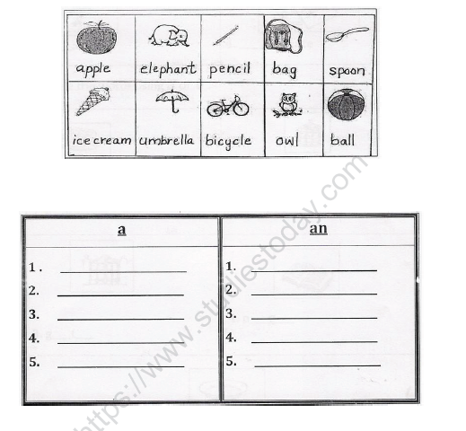 Class 1 English Printable Worksheet Set 4 Free PDF