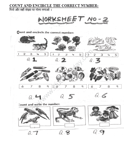 CBSE Class 1 Maths Chapter 2 Worksheet