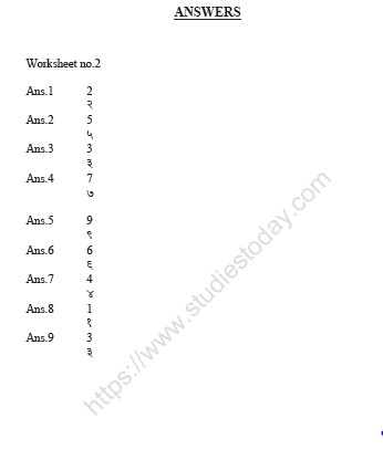 CBSE Class 1 Maths Chapter 2 Worksheet