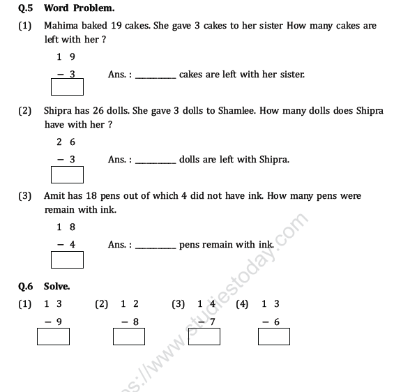 CBSE Class 1 Maths Practice Worksheet Set 11