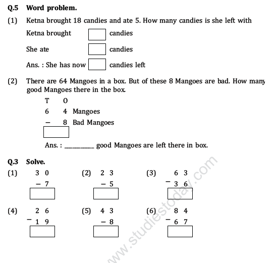 CBSE Class 1 Maths Practice Worksheet Set 18