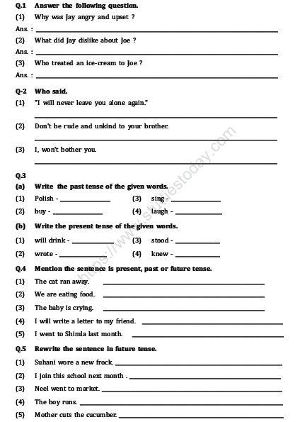 CBSE Class 2 English Worksheet Set B