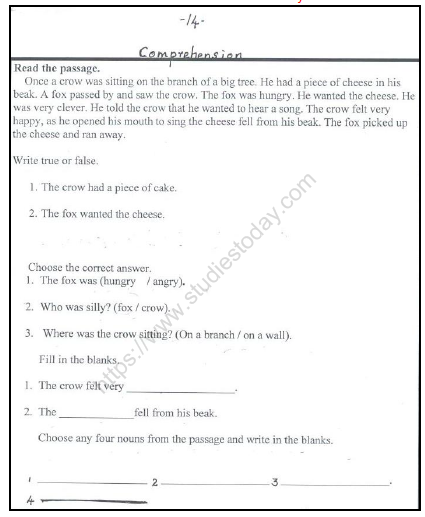Dictation Words Class 2 English Printable Worksheet Free PDF