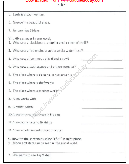 Dictation Words Class 2 English Printable Worksheet Free PDF