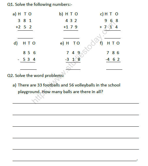 CBSE Class 1 Maths Practice Worksheet Set 3