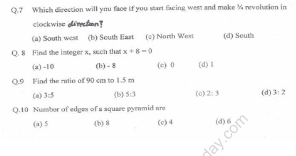 CBSE Class 6 Mathematics Sample Paper Set J