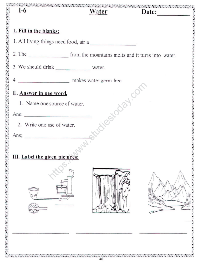 CBSE Class 2 EVS Water Worksheet