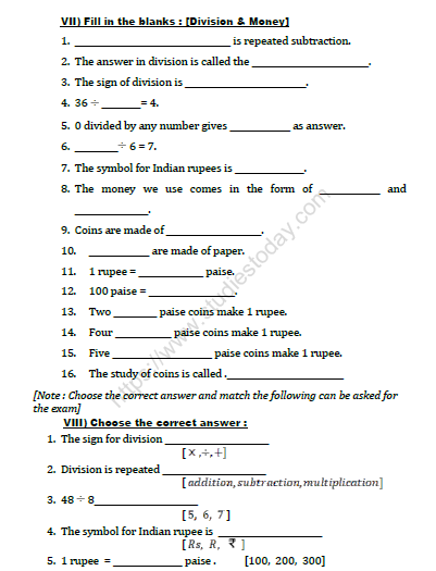 CBSE Class 2 Maths Money Worksheet