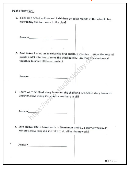 CBSE Class 2 Maths Revision Worksheet Set A