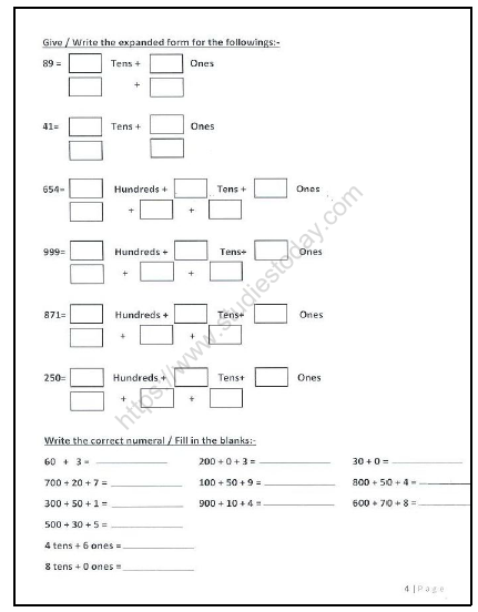 CBSE Class 2 Maths Revision Worksheet Set A