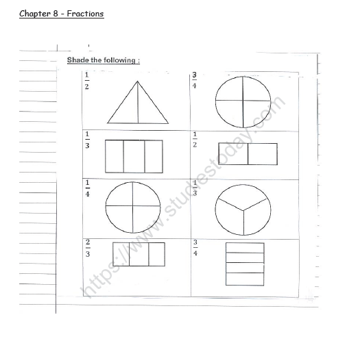 CBSE Class 2 Maths Fractions Worksheet