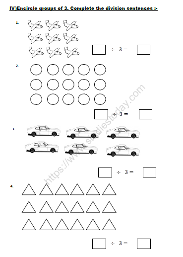 Division Class 2 Mathematics Printable Worksheet Free PDF