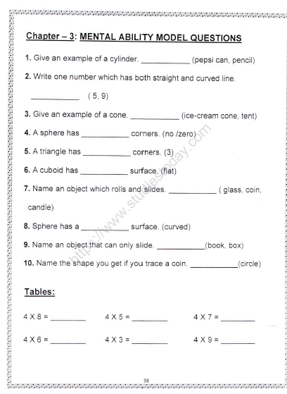 CBSE Class 2 Maths Mental Ability Worksheet