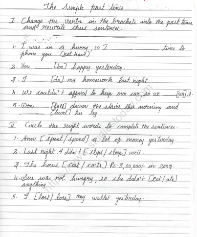 Simple Past Tense Class 3 English Printable Worksheet Free PDF