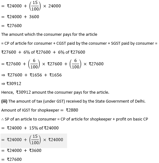 ML Aggarwal Solutions Class 10 Maths Chapter 1 Goods and Service Tax (GST)