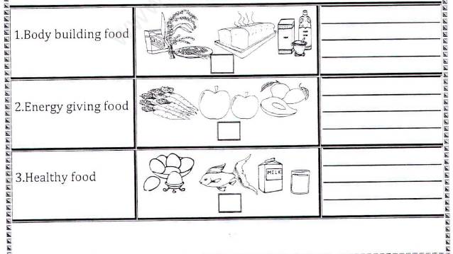 CBSE Class 1 EVS Food Assignment