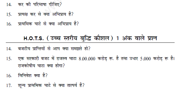 Government Budget and the Economy Hindi Assignment for CBSE Class 12 ...