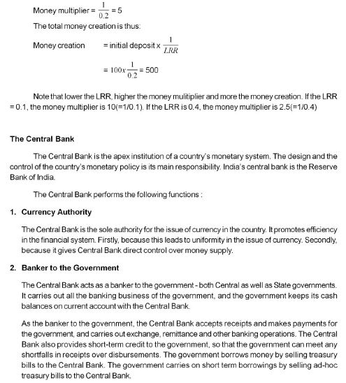 CBSE Class 12 Economics Money And Banking Notes