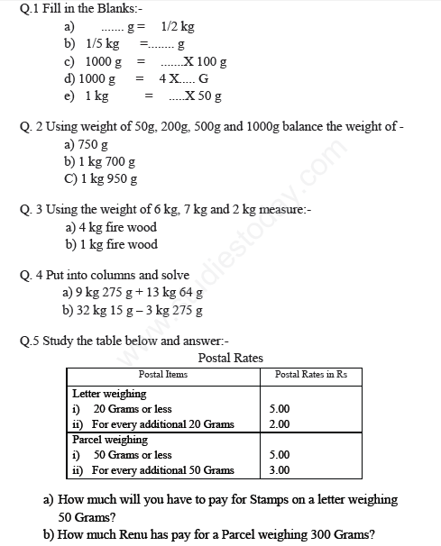CBSE Class 4 Mathematics Practice Assignment Set B
