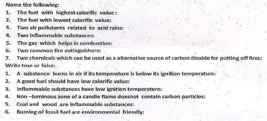 Combustion and Flame Assignment for CBSE Class 8 Science (PDF)