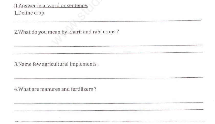 CBSE Class 8 Science Crop Production And Management Assignment
