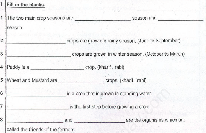 CBSE Class 8 Science Crop Production And Management Assignment
