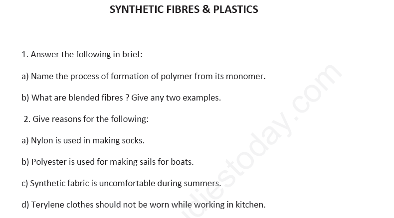 CBSE Class 8 Science Synthetic Fibers And Plastics Assignment