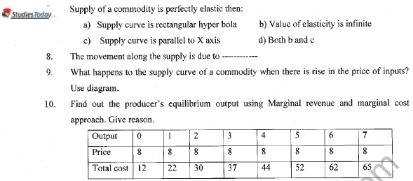 CBSE Class 11 Economics Worksheet Set L Solved