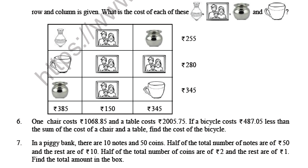 CBSE Class 4 Maths Money HOTs
