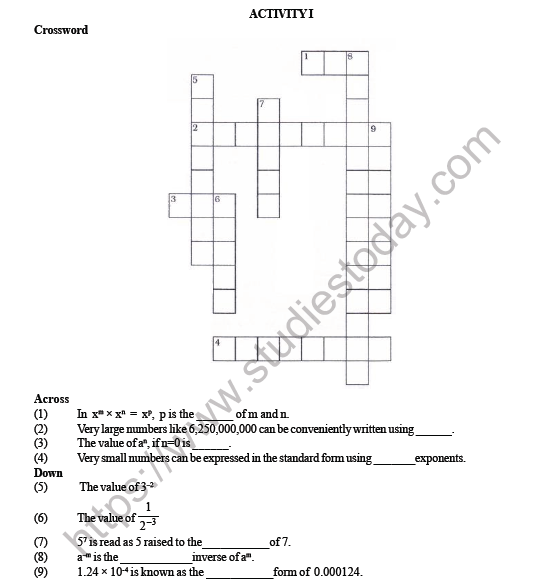 CBSE Class 8 Maths Exponents and powers HOTs