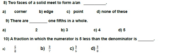 CBSE Class 4 Maths Common Fractions Worksheet