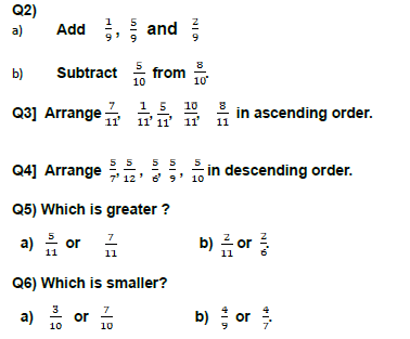 CBSE Class 4 Maths Common Fractions Worksheet